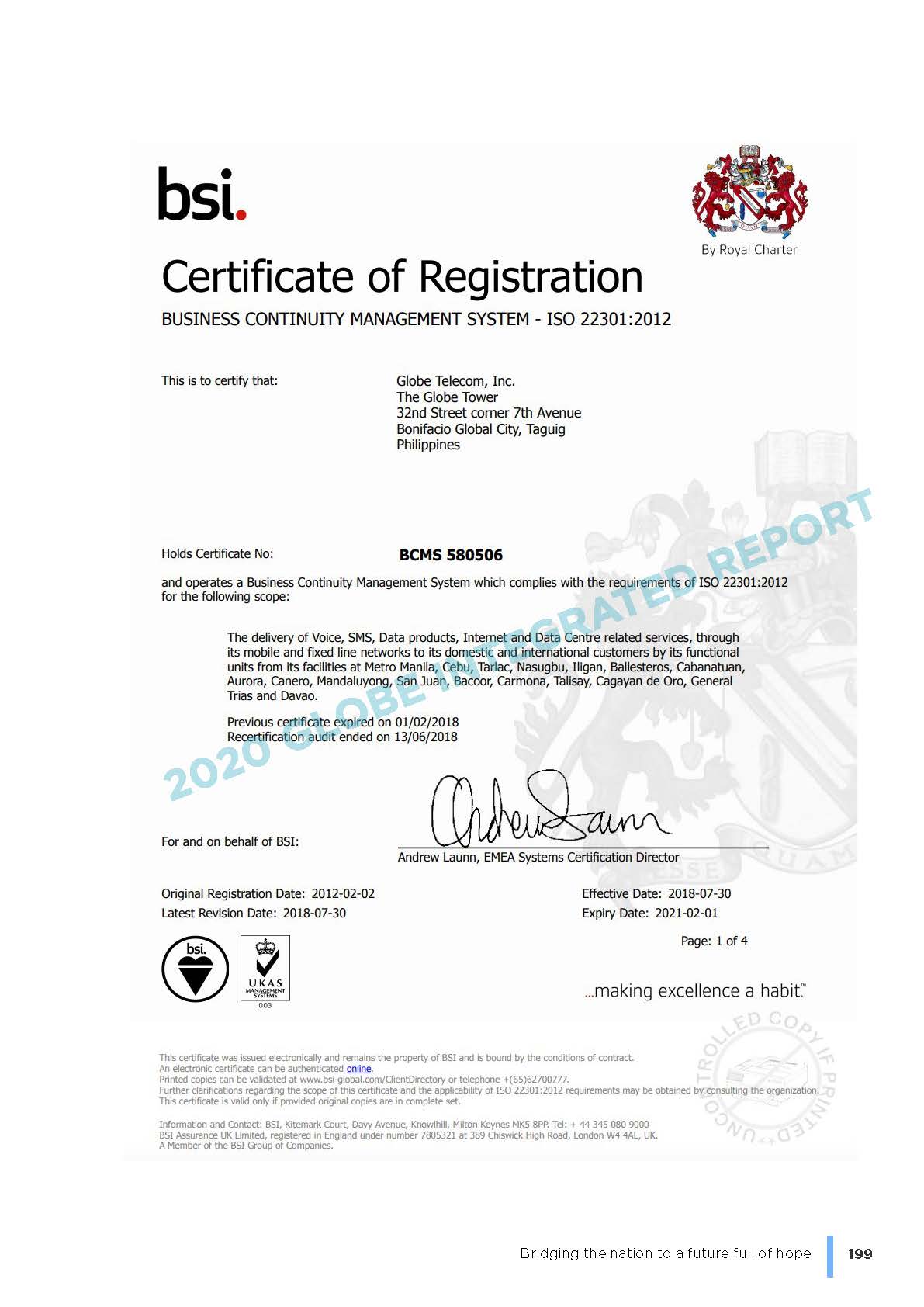 Globe maintains ISO standards for higher level efficiency in ...