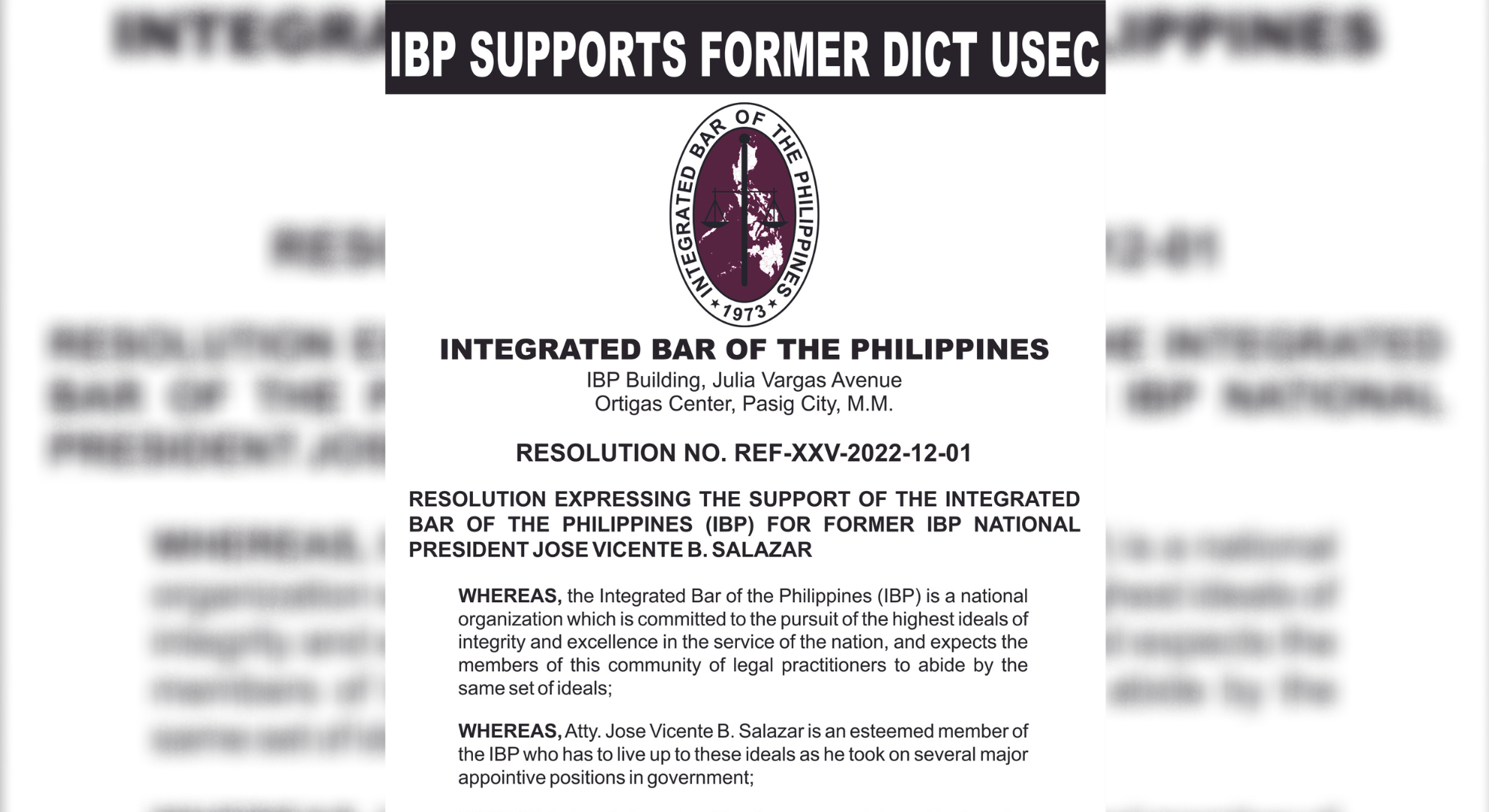 Integrated Bar of the Philippines supports former DICT USEC Jose ...
