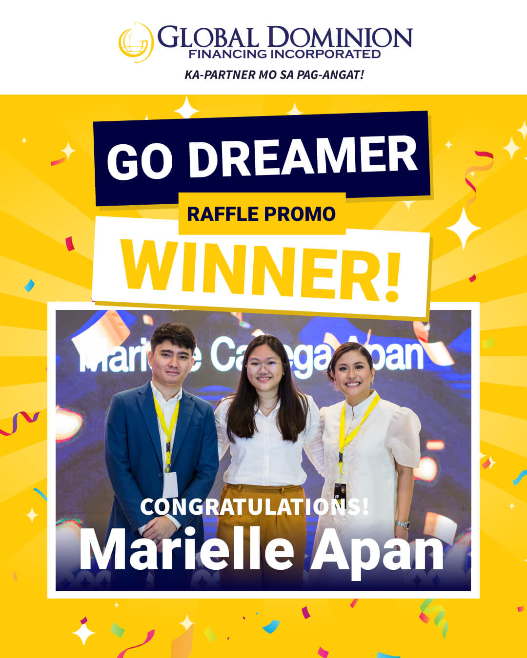 Global Dominion's Go Dreamer raffle promo winner announced