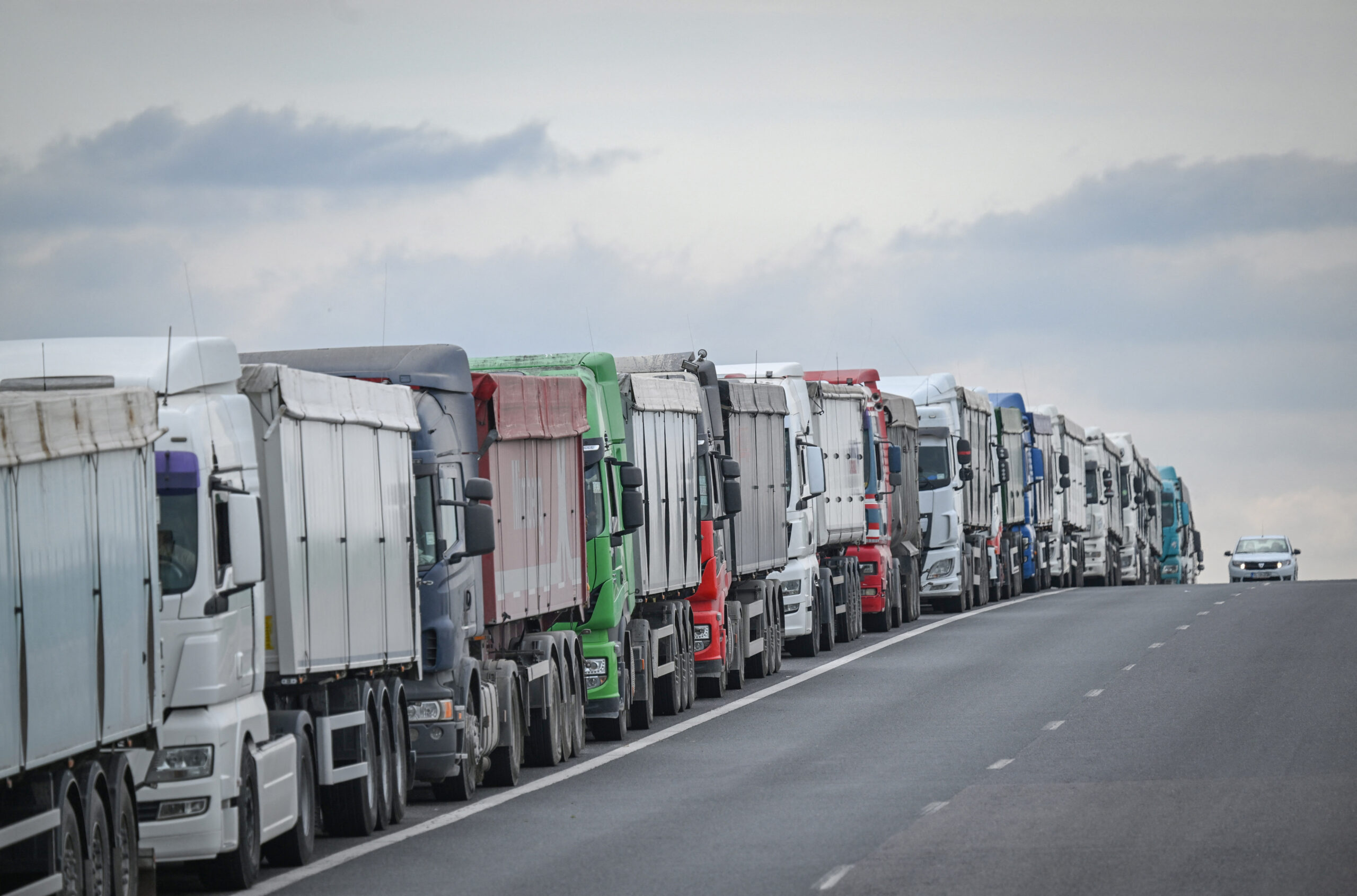 Ukrainian grain lorries wait days to unload at Danube port | Inquirer ...
