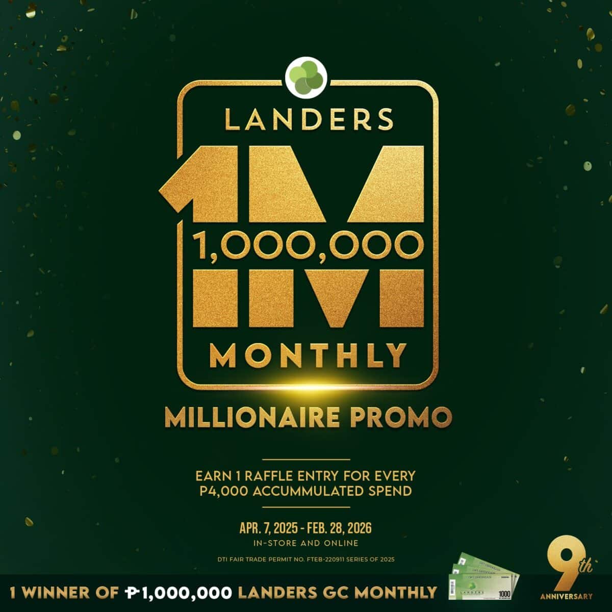 Landers at 9: Win ₱1M monthly in its biggest raffle of the year