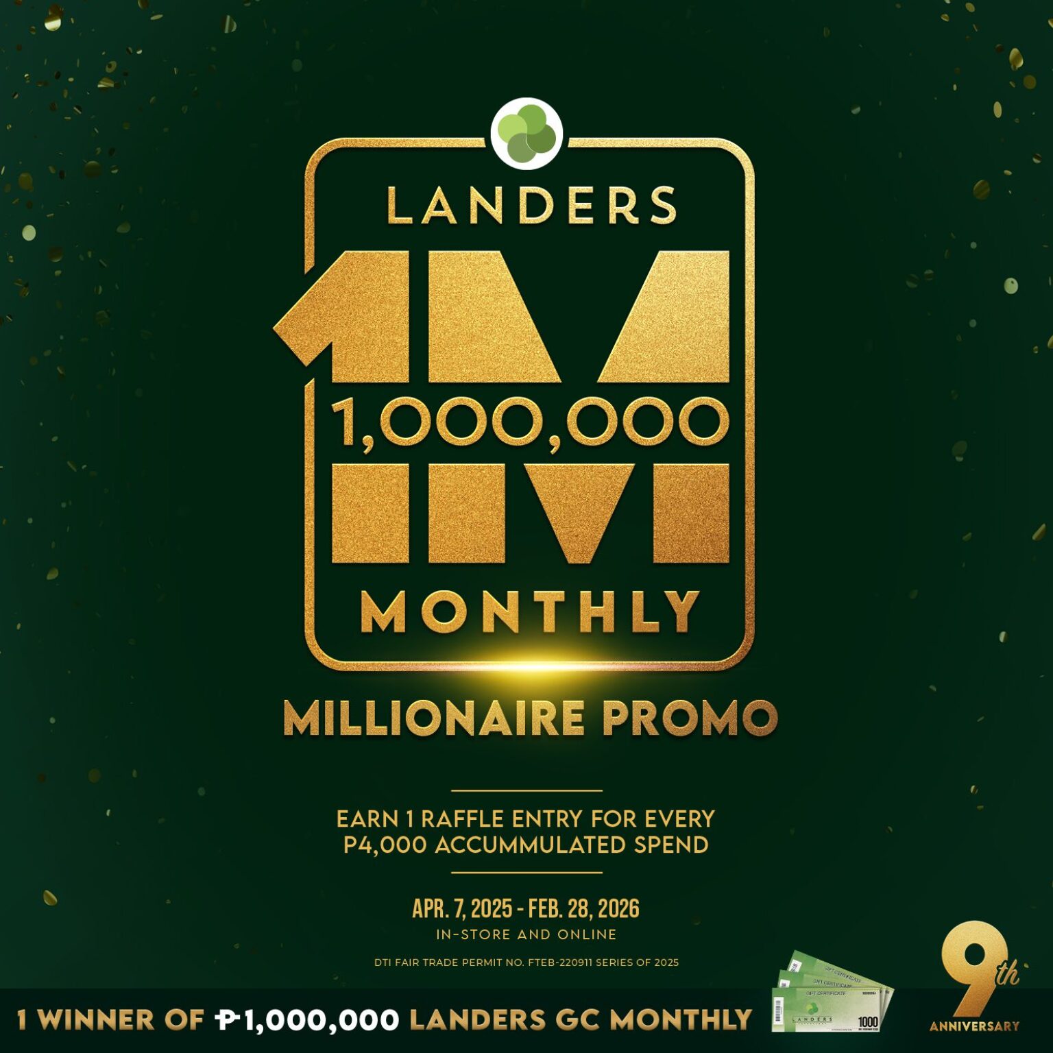 Landers at 9: Win ₱1M monthly in its biggest raffle of the year